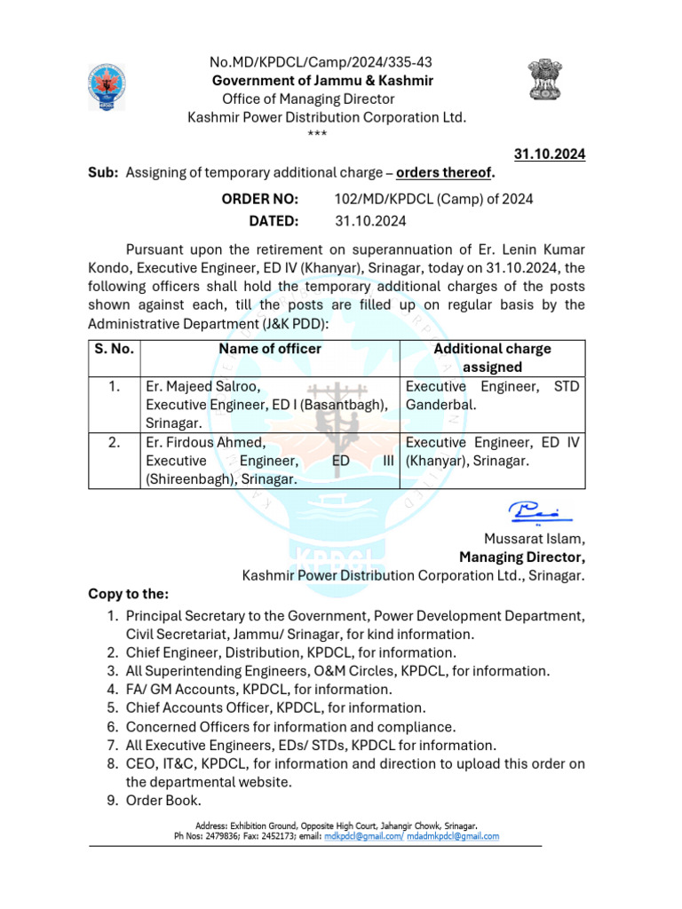 Addl Charge Ex Enggs ED 4 STD GBL | PDF