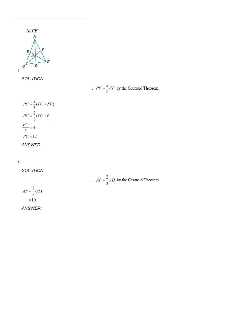 5-2 Medians and Altitudes of Triangles Solutions | PDF | Triangle ...