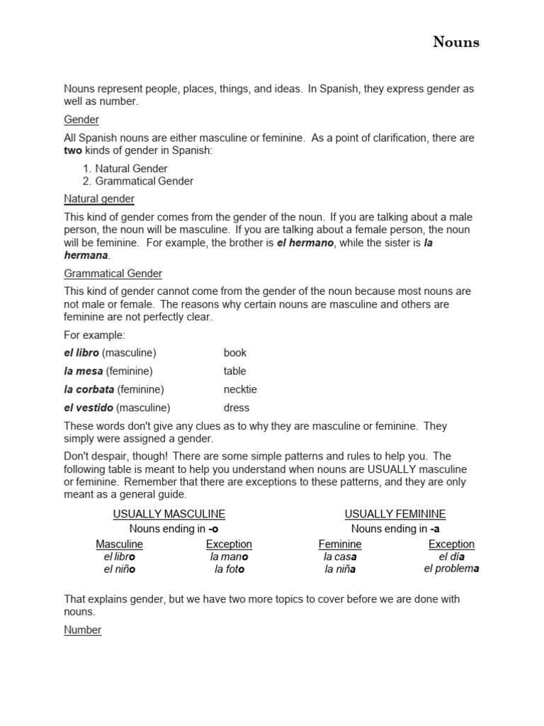 Unit 2 Nouns | PDF | Grammatical Gender | Noun