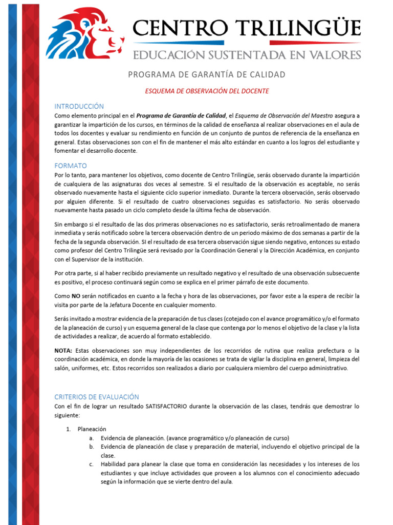 Programa de Garantía de Calidad | PDF | Enseñando | Planificación