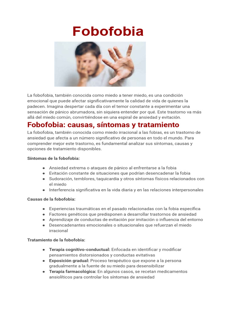 Fobofobia | PDF | Fobia | Ansiedad