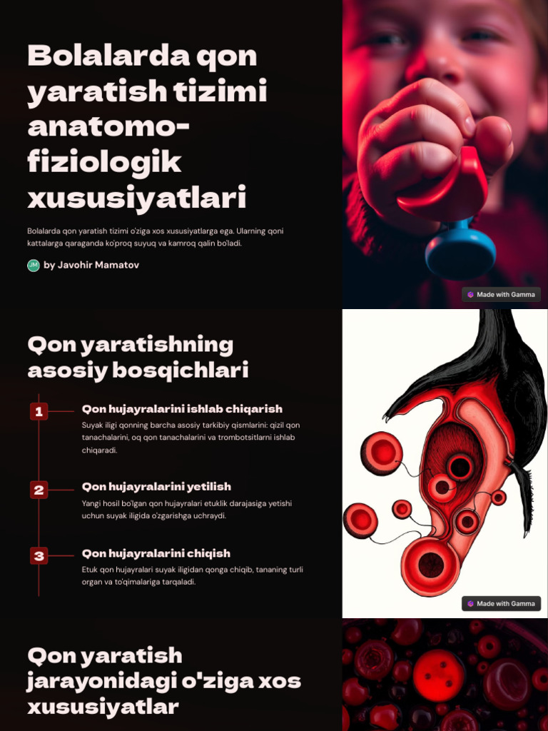 Bolalarda Qon Yaratish Tizimi Anatomo Fiziologik Xususiyatlari | PDF