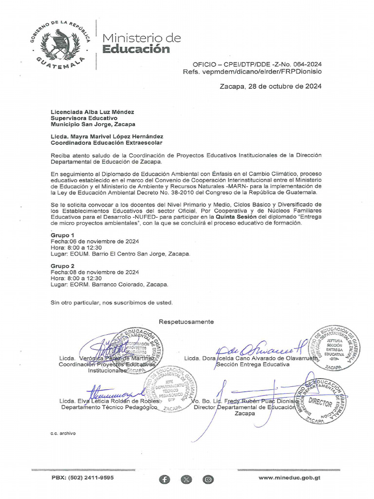 OFICIO CPEI-DTP-DDE-Z-No. 064-2024 | PDF