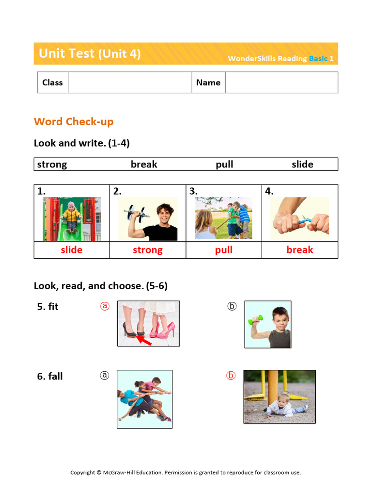 Unit Test - Basic 1 - Unit 4 - Answer Key | PDF
