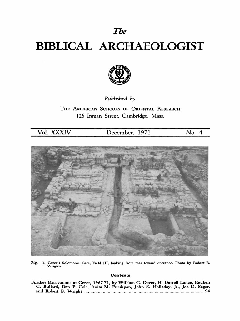American Schools of Oriental Research The Biblical Archaeologist - Vol ...