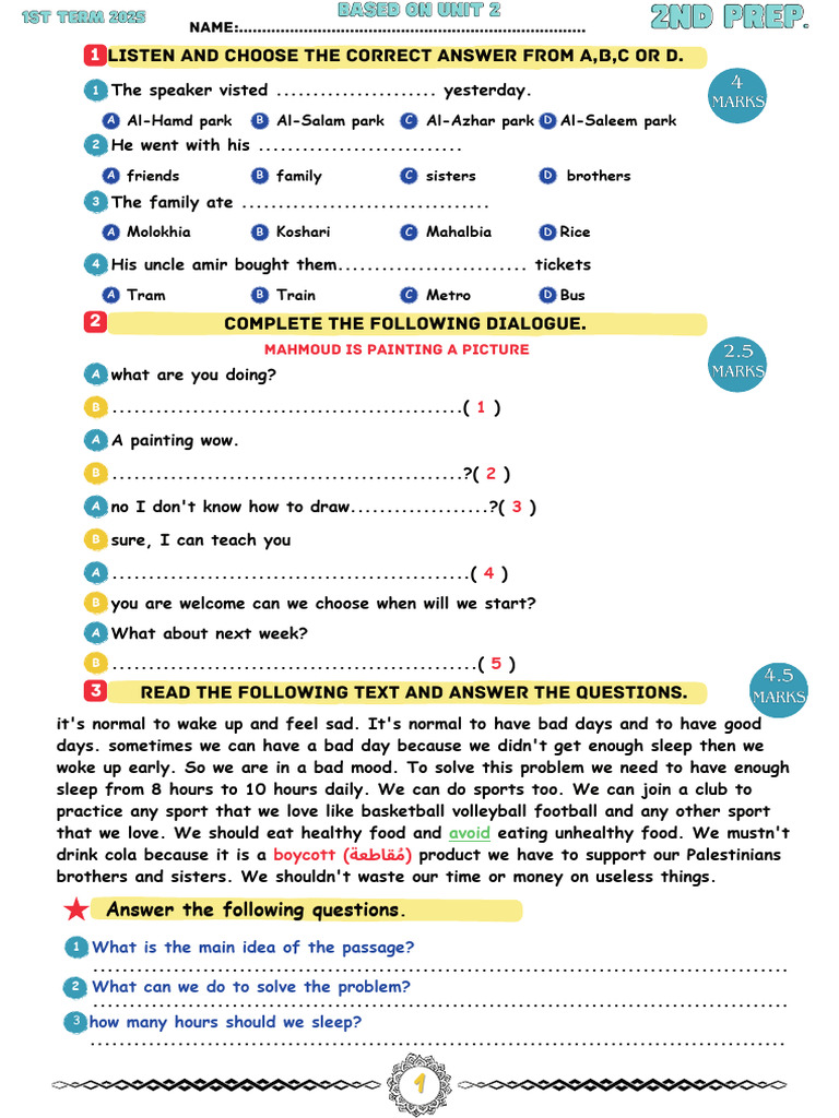 Prep 2 Unit 2 (2025) | PDF | Games & Activities | Home & Garden