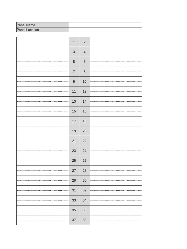 Electrical Panel Labeling Template | PDF