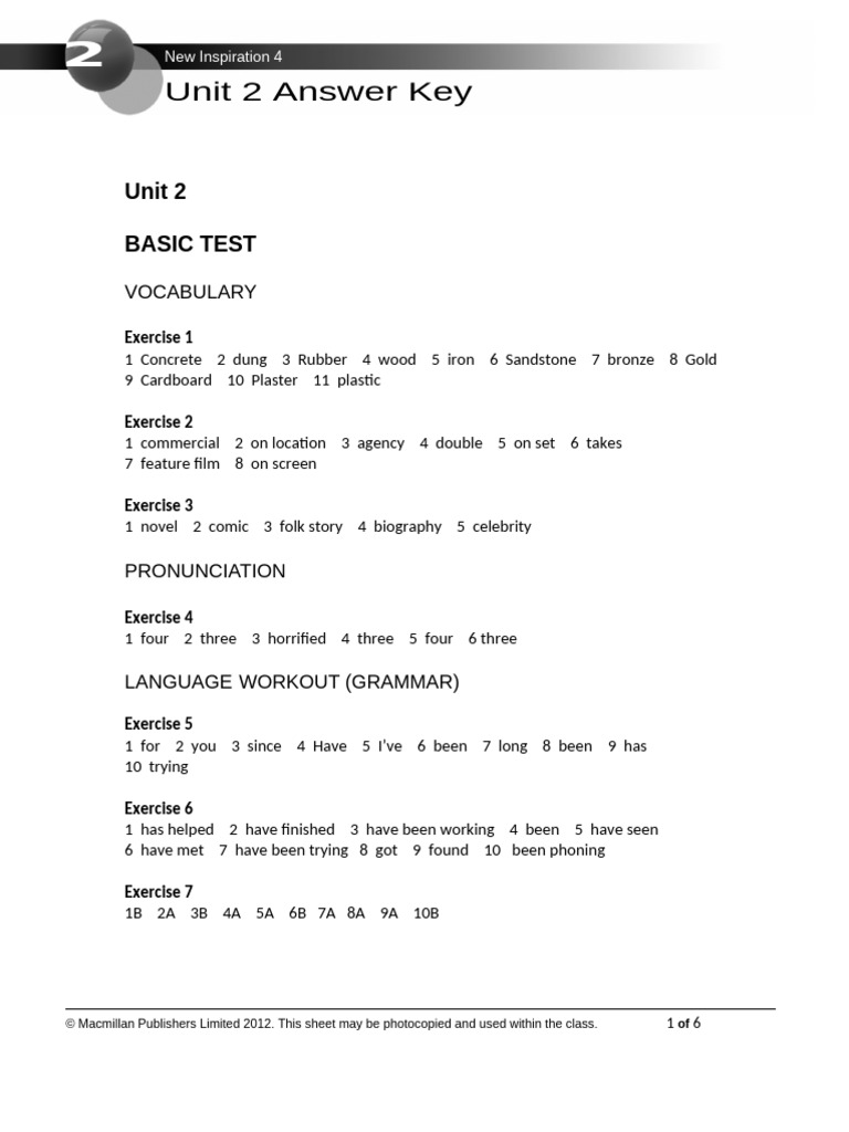 NI4 U2 Standard Higher Answerkey | PDF | Art