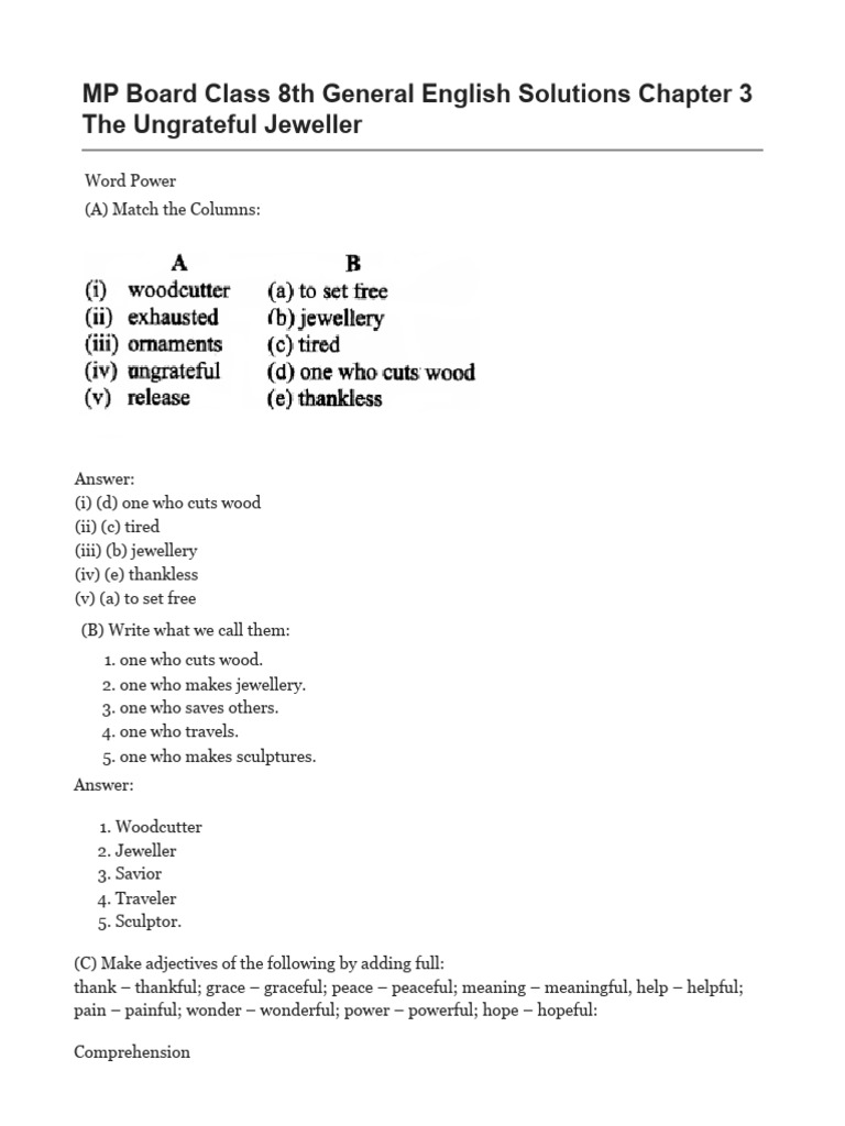 MP Board Class 8 Chapter 3 General English Solution | PDF