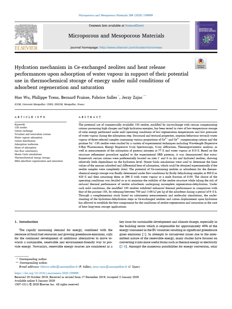 Hao Wu | PDF | Adsorption | Zeolite