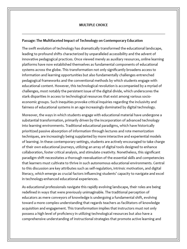 Multiple Choice 1 Pdf Learning Educational Assessment