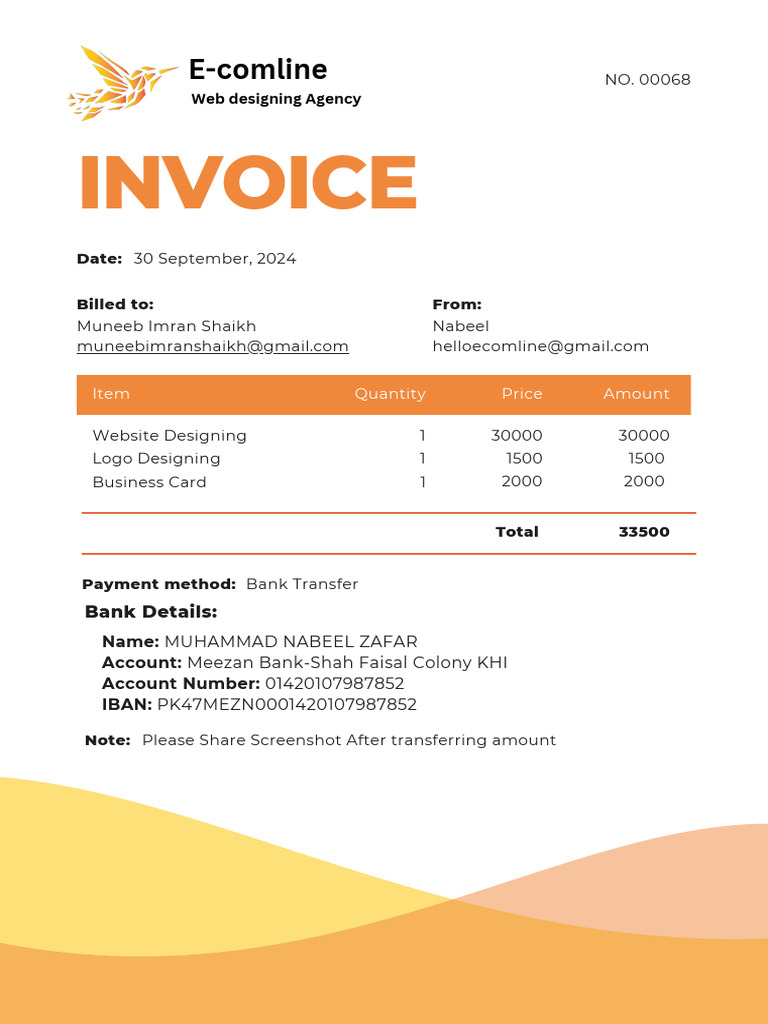 Muneeb Imran Shaikh Invoice | PDF