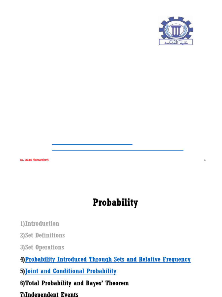 Lecture 2 - Probability Definition, Joint, Marginal and Conditional Probability | PDF ...