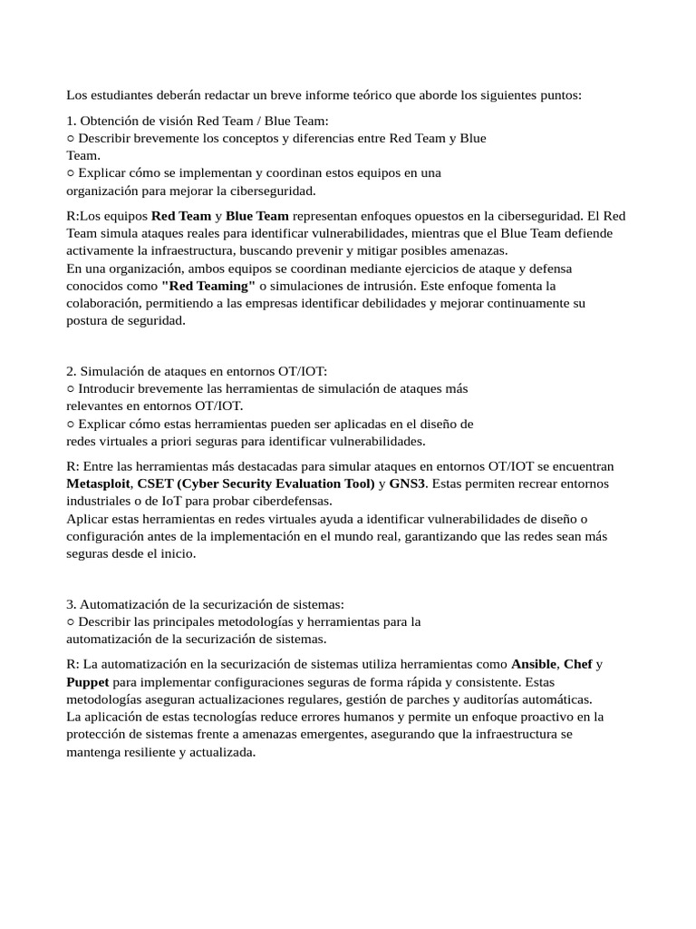 Informe sobre Ciberseguridad y Automatización | PDF | Informática