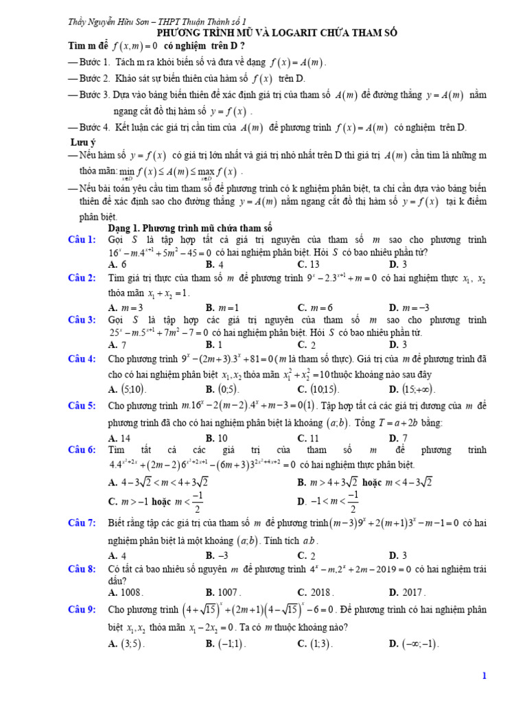 Phuong Trinh Mu - Loga Chua Tham So | PDF