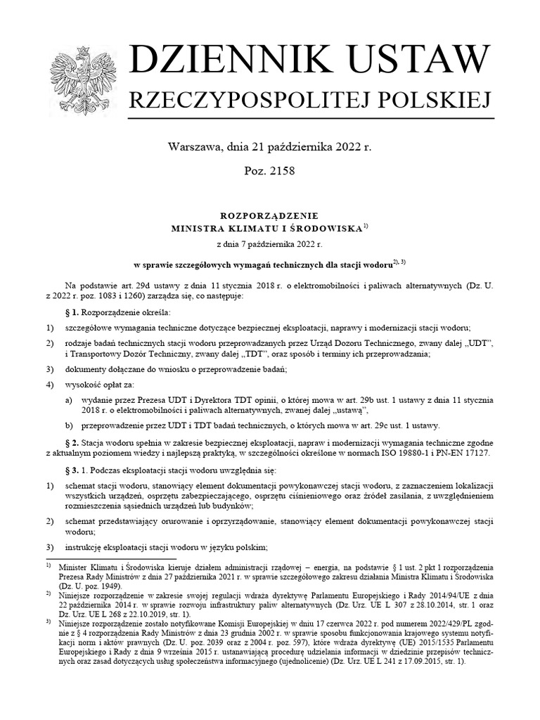 Rozp MKiŚ Z Dnia 7 Października 2022 R. W Sprawie Szczegółowych Wymagań Technicznych Dla Stacji ...