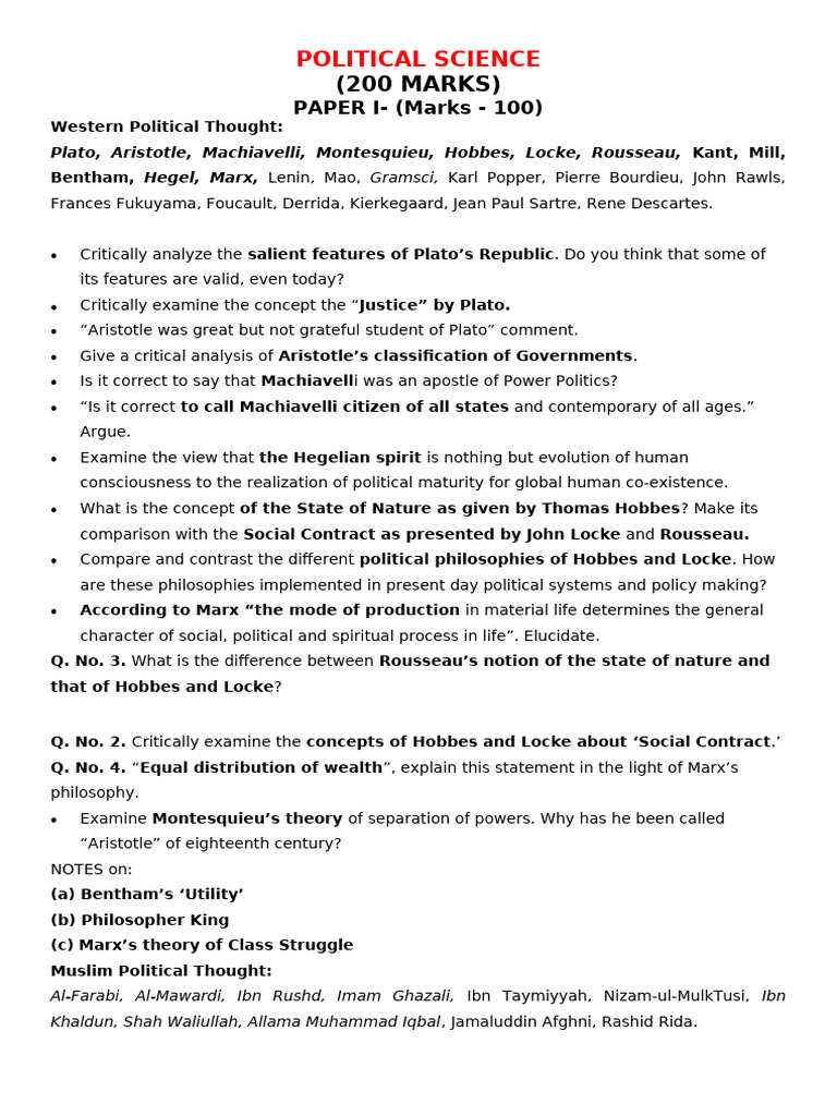 Political Science Exam Guide: Key Concepts | PDF | Muhammad Ali Jinnah ...