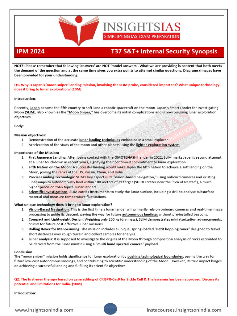 IPM-Test-Series-2024 - 3-0-Test-37 (Breakthrough Test) - Synopsis | PDF ...