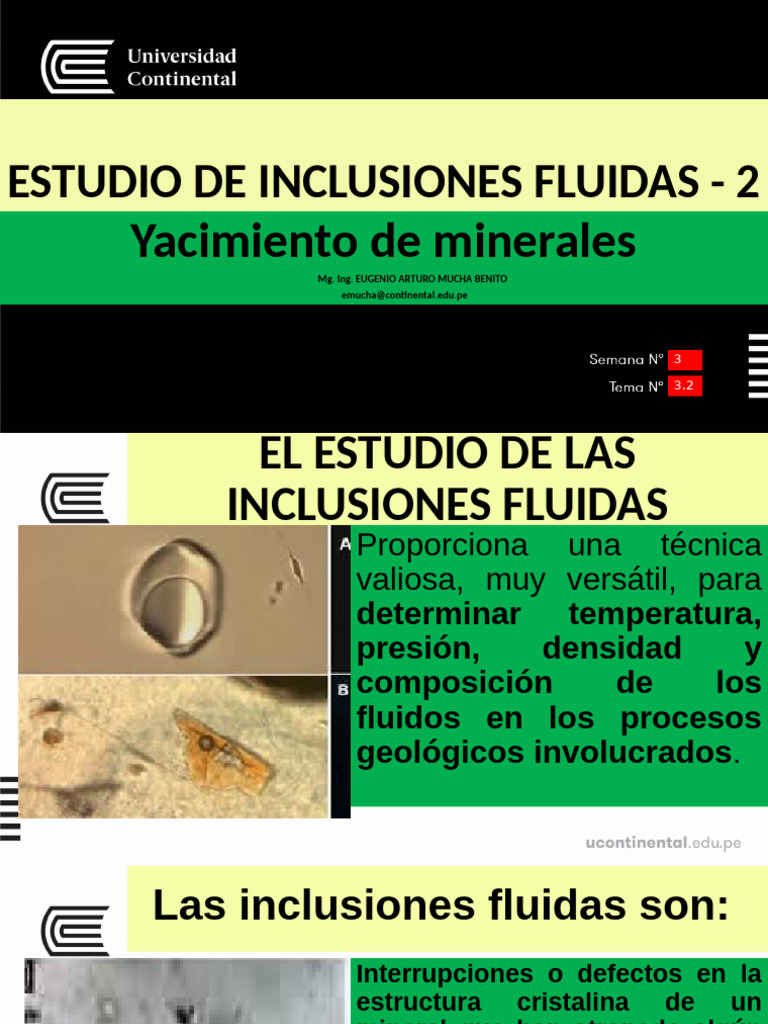 Estudio de Inclusiones Fluidas. - 2pptx | PDF | Geología | Minerales