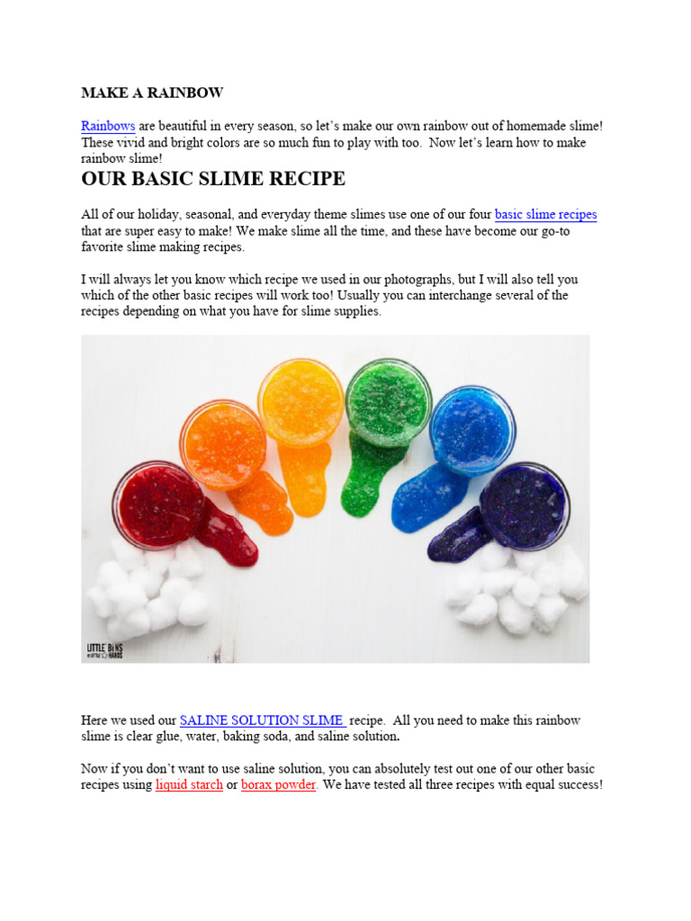 Rainbow Slime | PDF | Cooking, Food & Wine