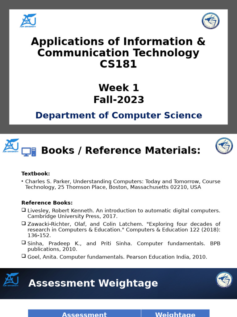 Ict Cs181 Week 1 | PDF | Computer Hardware | Software