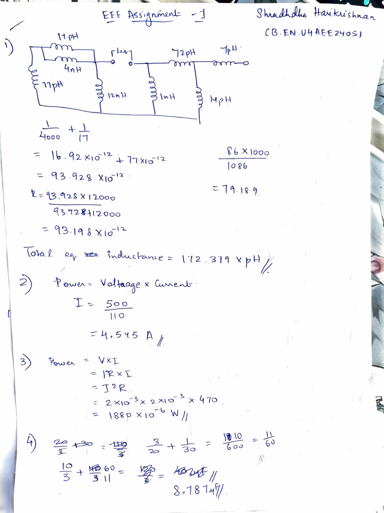 EEE Assignment 1 Shradhdha | PDF