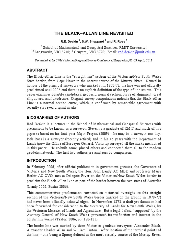 Black-Allan Line Revisited | PDF | Latitude | Surveying