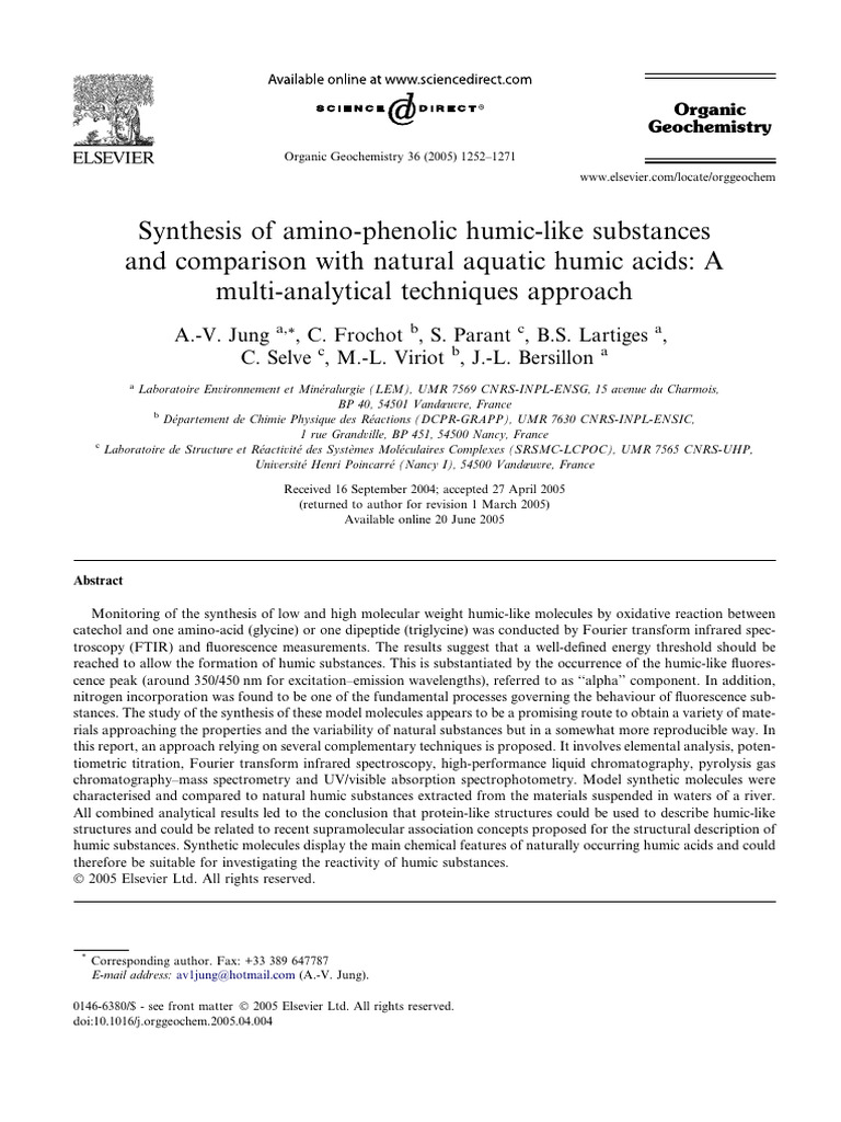 Synthesis of Amino-Phenolic Humic-Like Substances and Comparison With ...