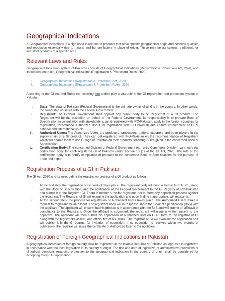Geographical Indications: Relevant Laws and Rules | PDF | Government ...