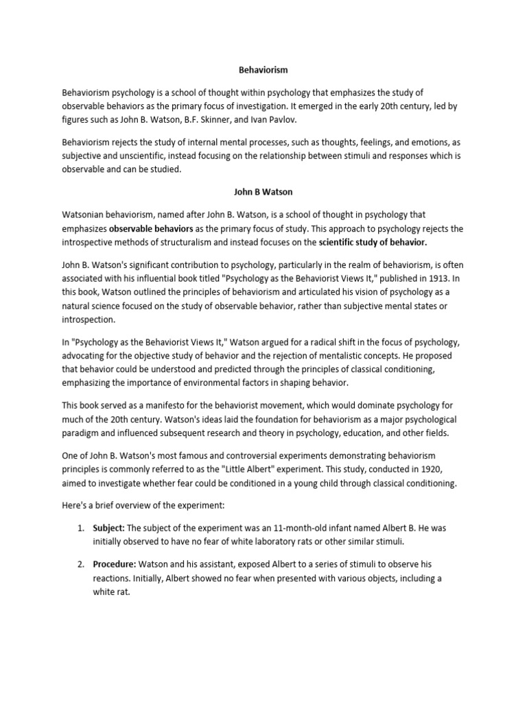 Overview of Behaviorism in Psychology | PDF | Behaviorism | Reinforcement