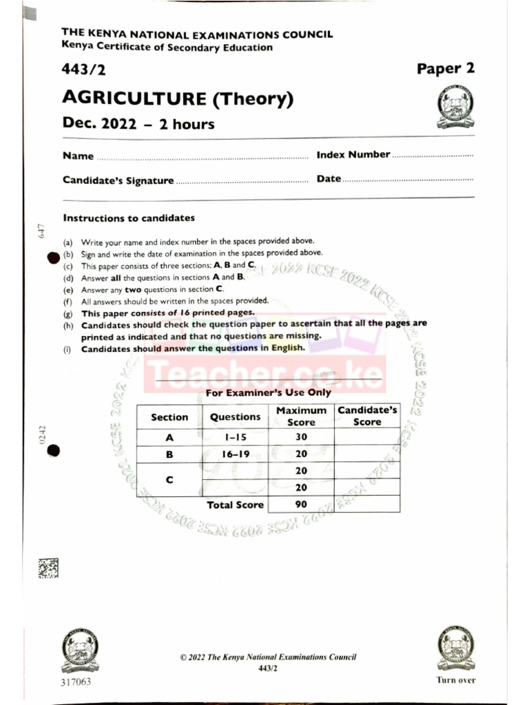 Agriculture Paper 2 | PDF