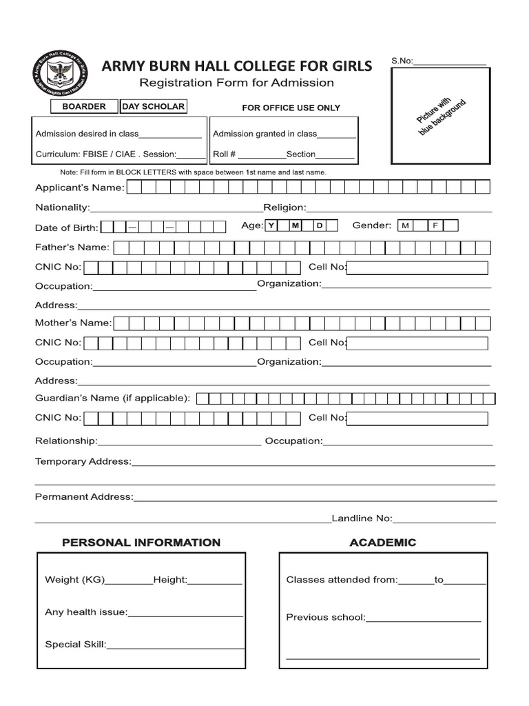 Admission Form School | PDF