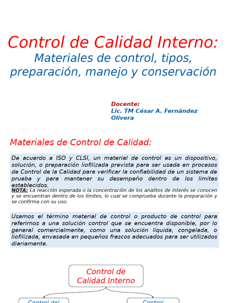 Presentación Control de Calidad Interno y PEEC | PDF | Medición | Laboratorios