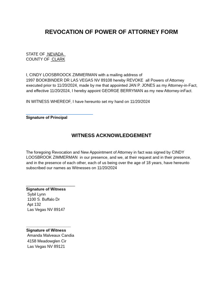 Revocation of Power of Attorney Form | PDF