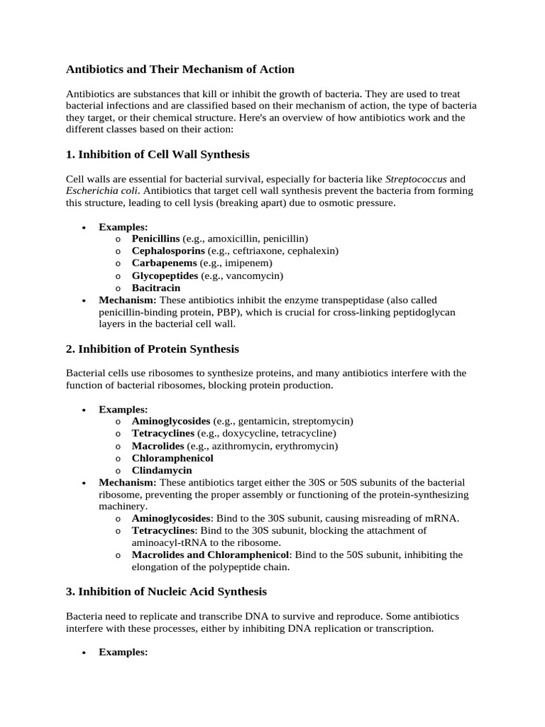 Antibiotic Mechanisms of Action Explained | PDF | Biosynthesis | Bacteria