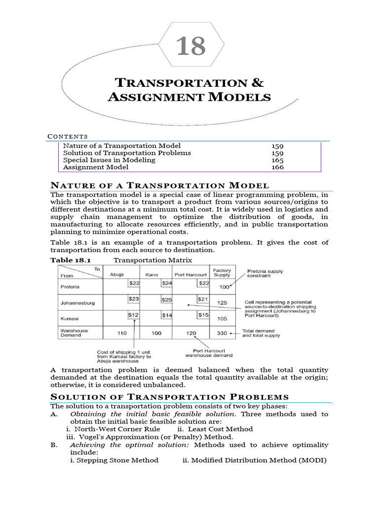 Transportation and Assignment Models | PDF | Mathematical Optimization | Numerical Analysis