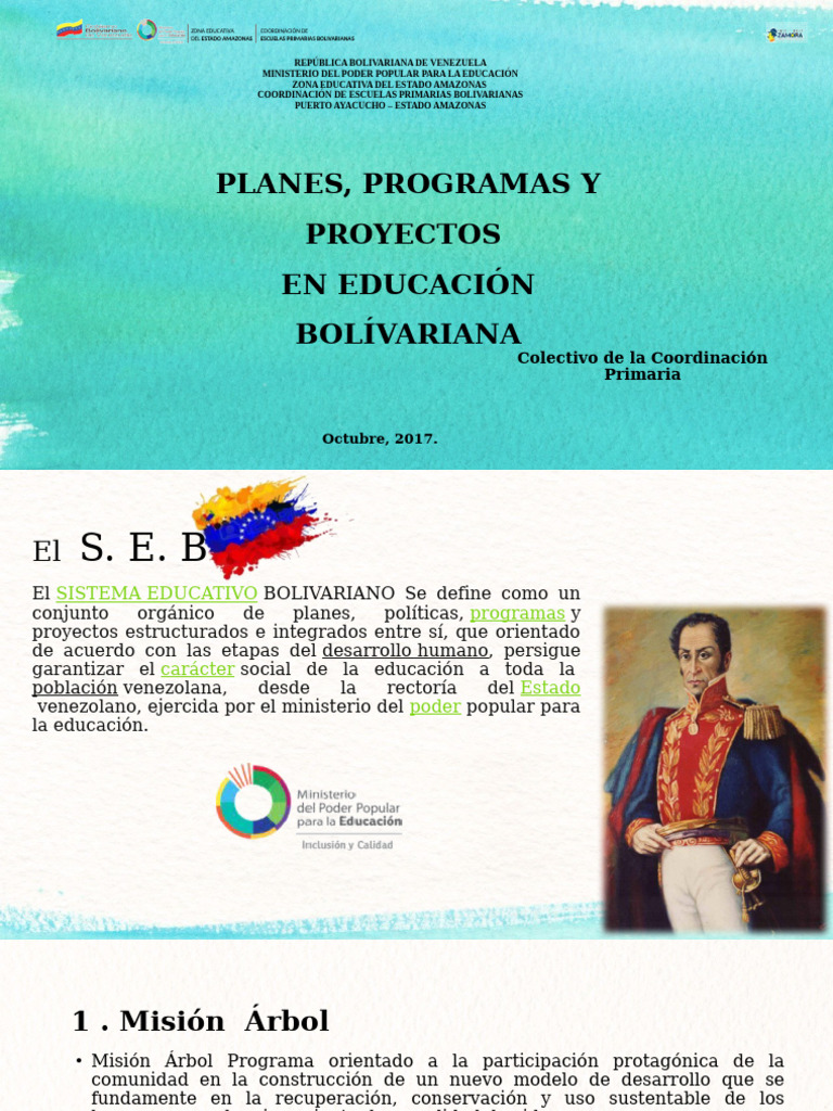 Planes, Programas y Proyectos | PDF | Educación primaria | Venezuela