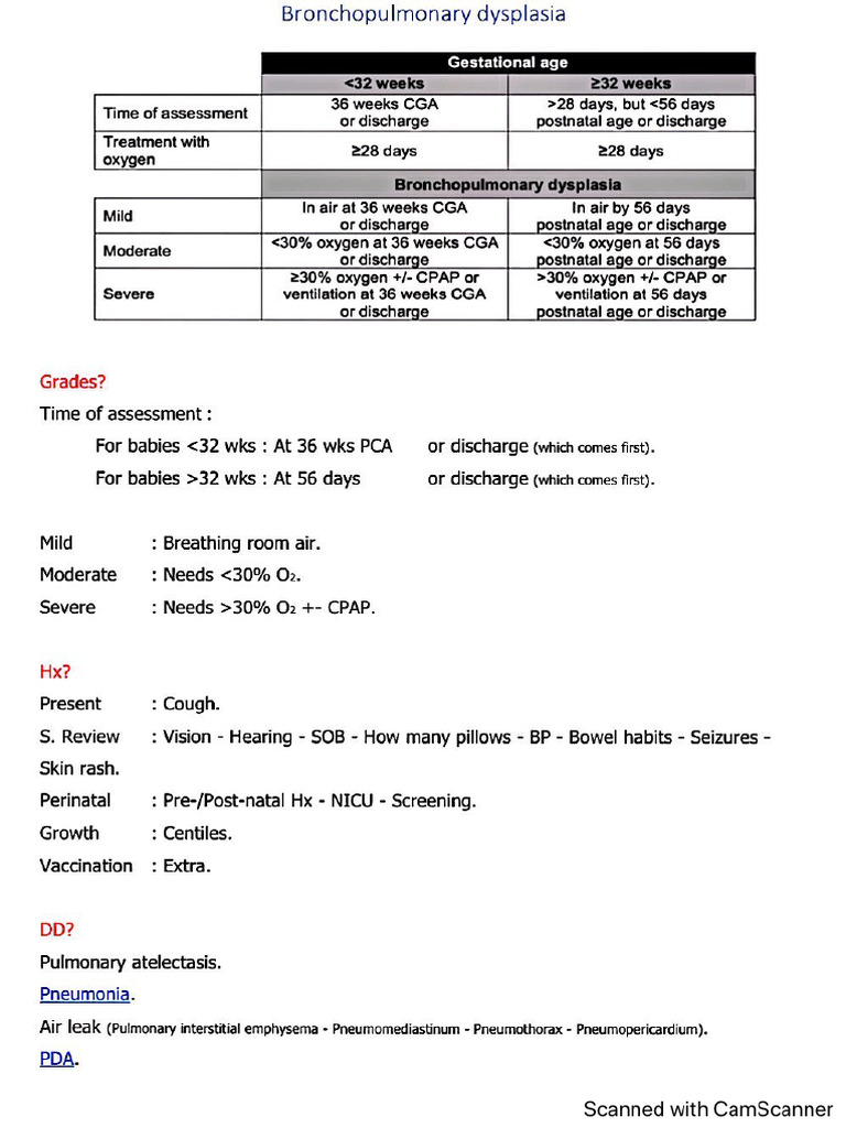 Bronchopulmonary Dysplasia | PDF