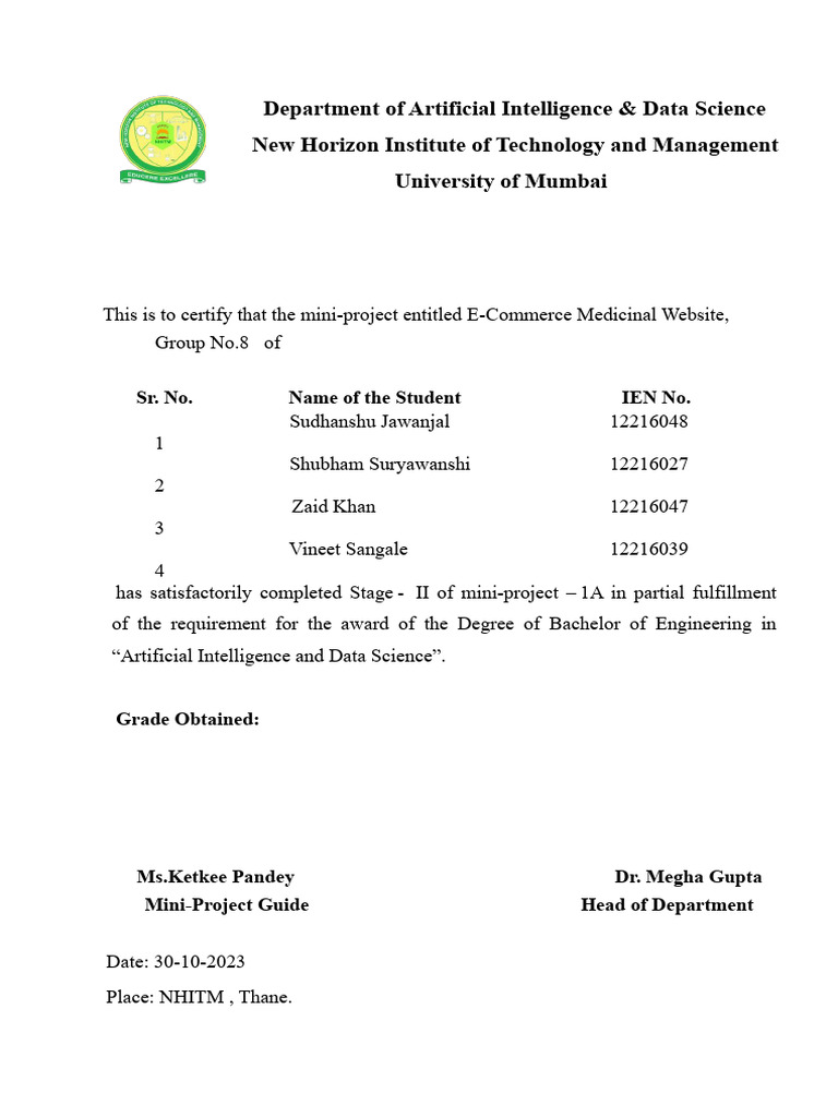 Stage Certificate | PDF