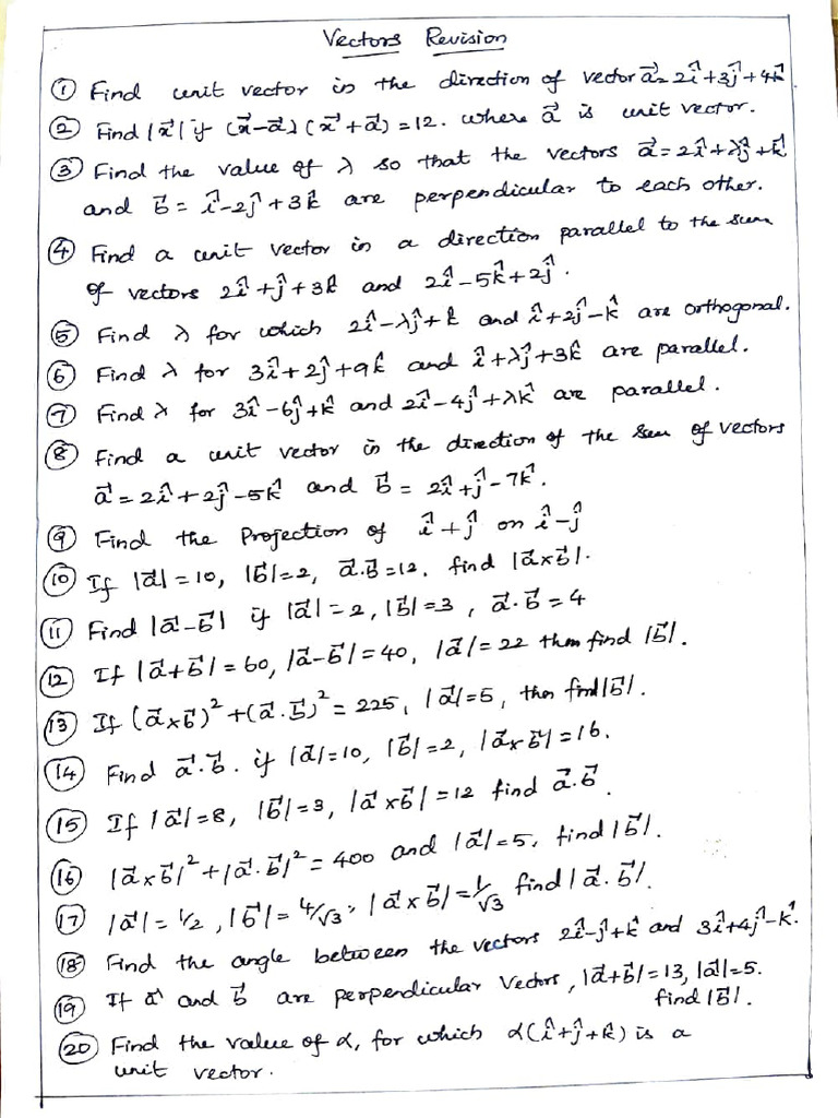 Revision-VECTORS (1) Class 12 | PDF | Linear Algebra | Algebra
