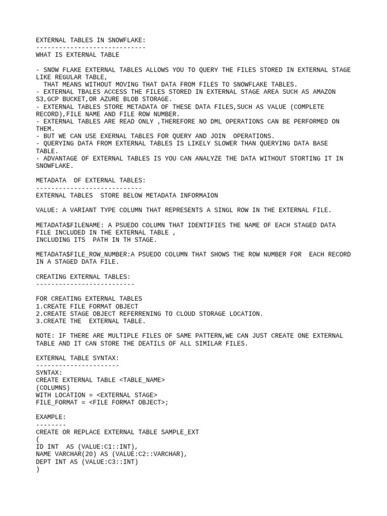 Session-25-External Tables in Snowflake | PDF | Computers