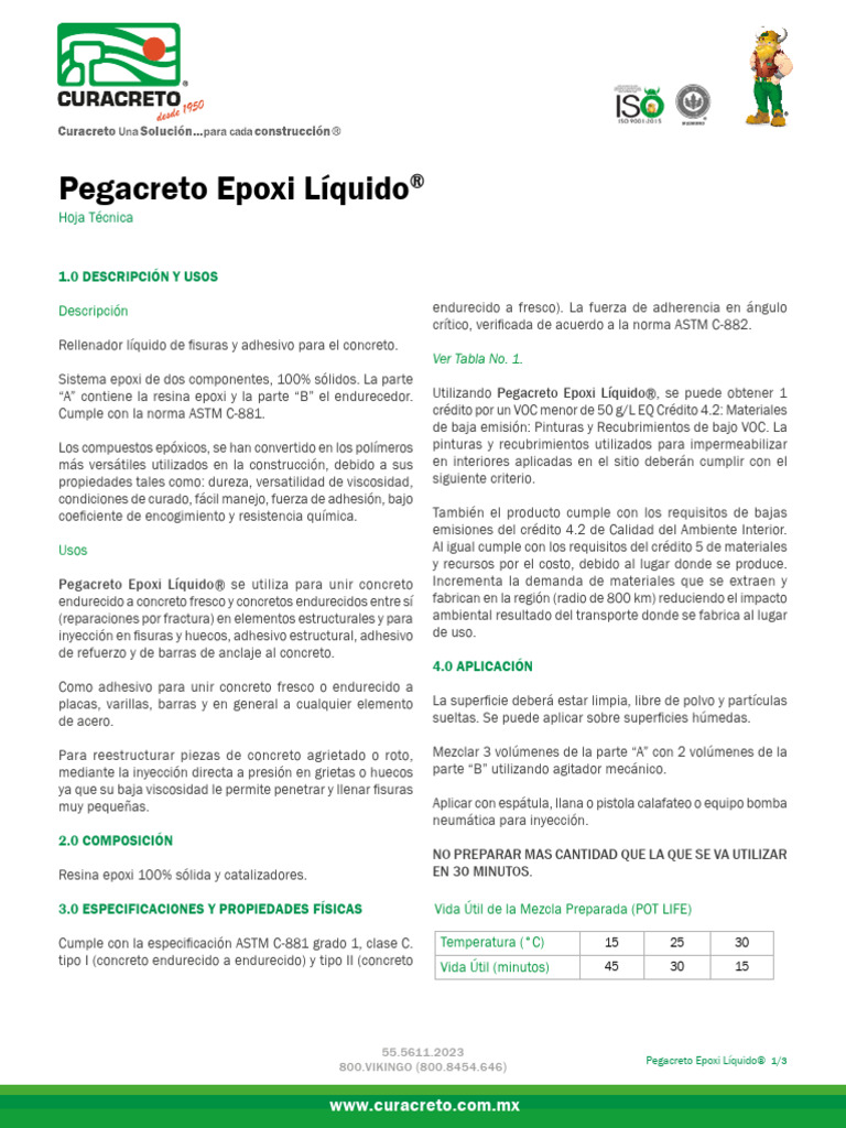 Pegacreto Epoxi Liquido | PDF | Hormigón | Epoxy