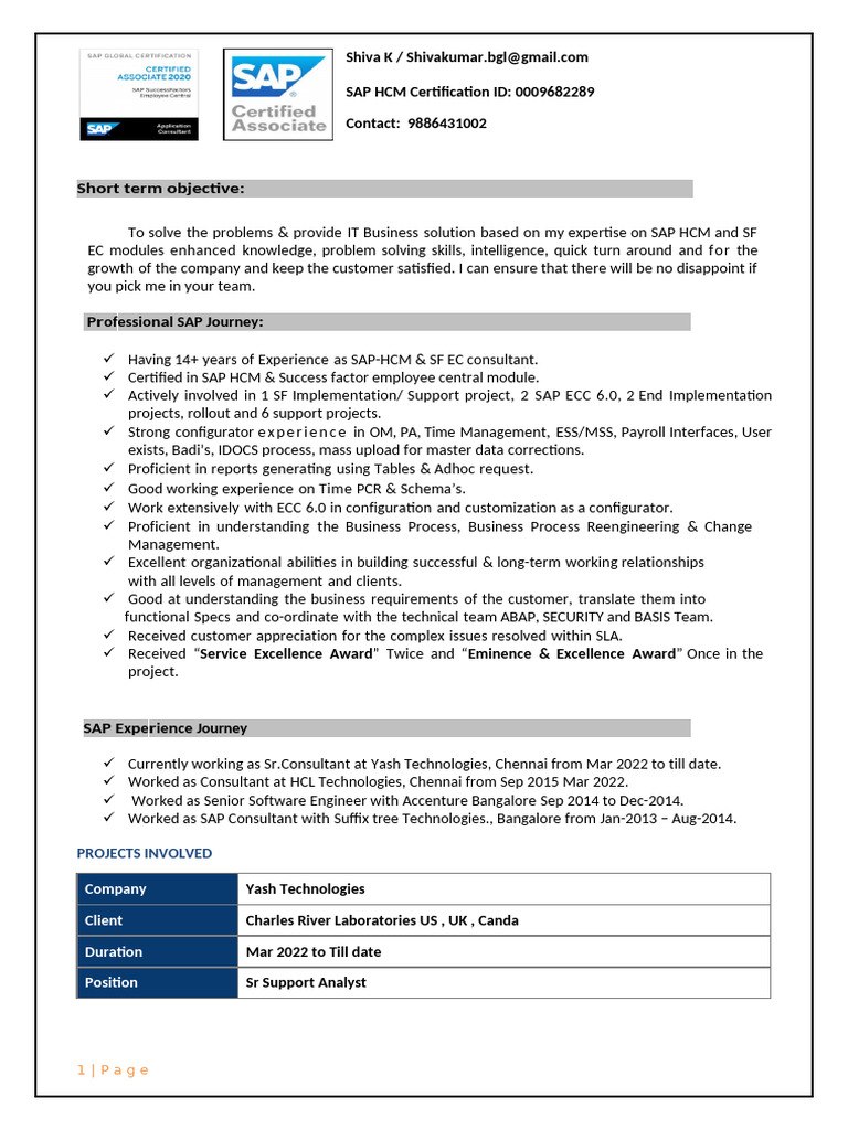 SAP Shiva Resume 2024 | PDF | Business