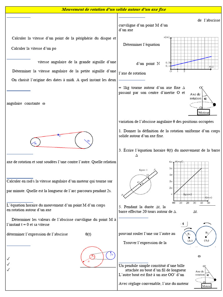 Exercices sur la rotation d'un solide | PDF | Mouvement de rotation ...
