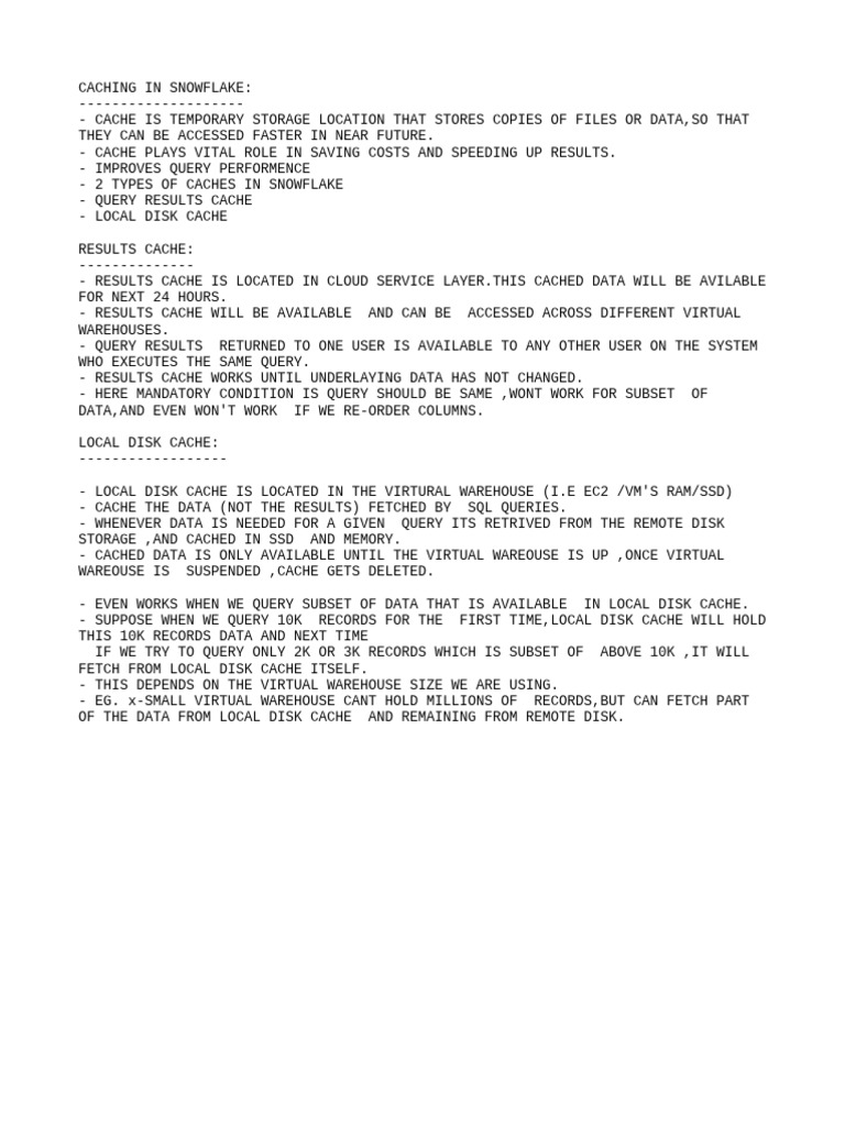 Session-21 Snowflake Caching | PDF