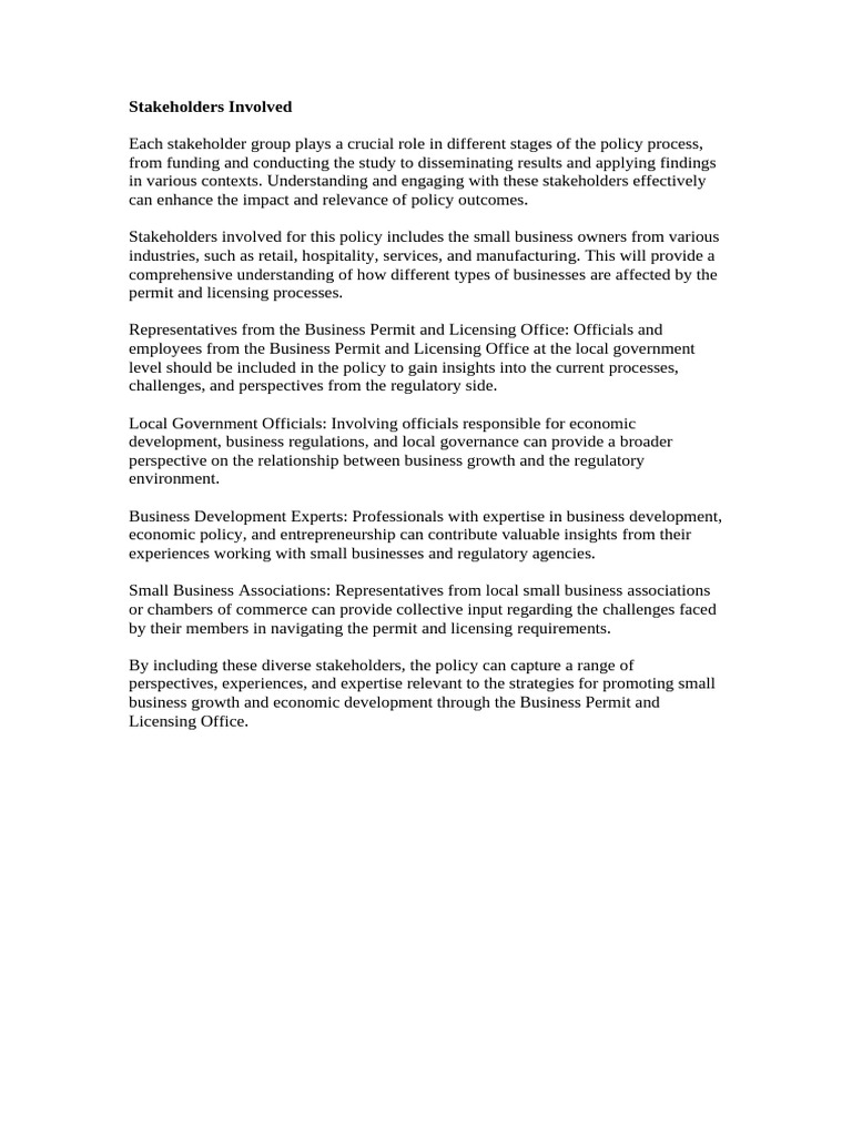 Stakeholders Involved | PDF | Business