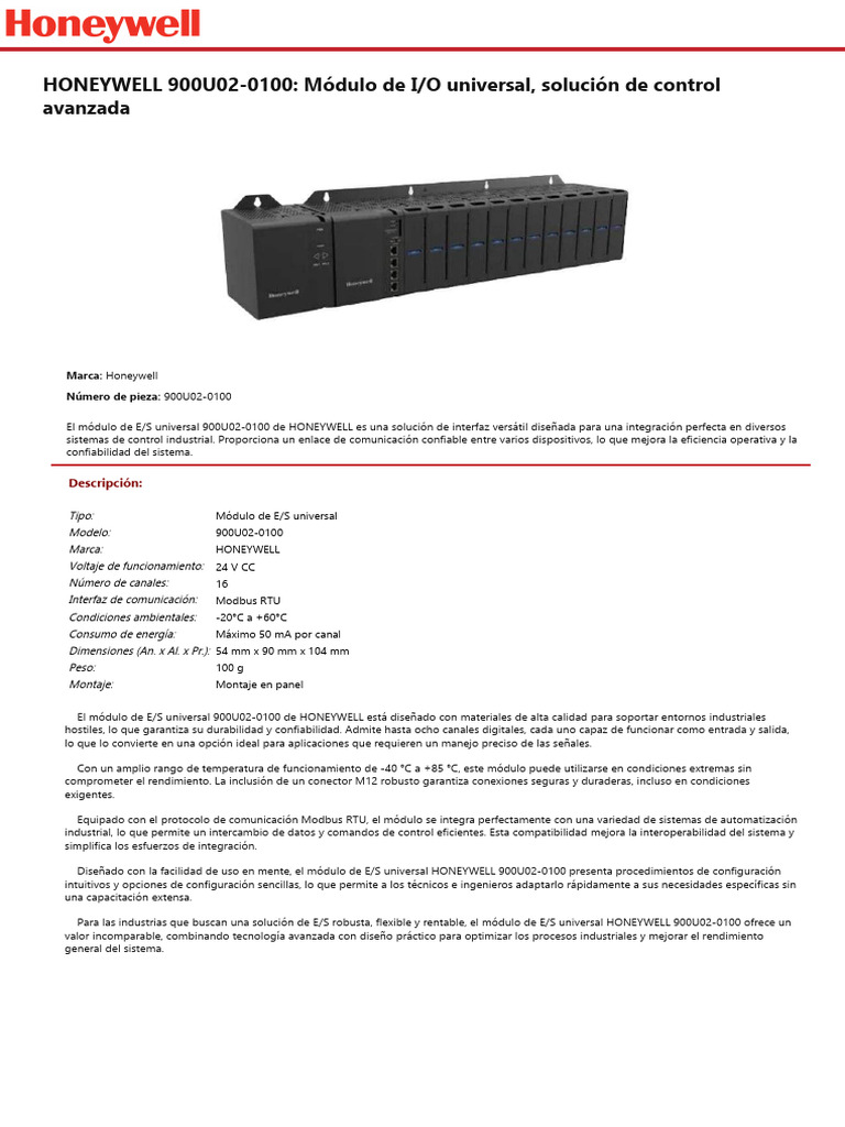 Módulo E/S Universal Honeywell 900U02-0100 | PDF | Ciencias de la Computación | Ingeniería ...