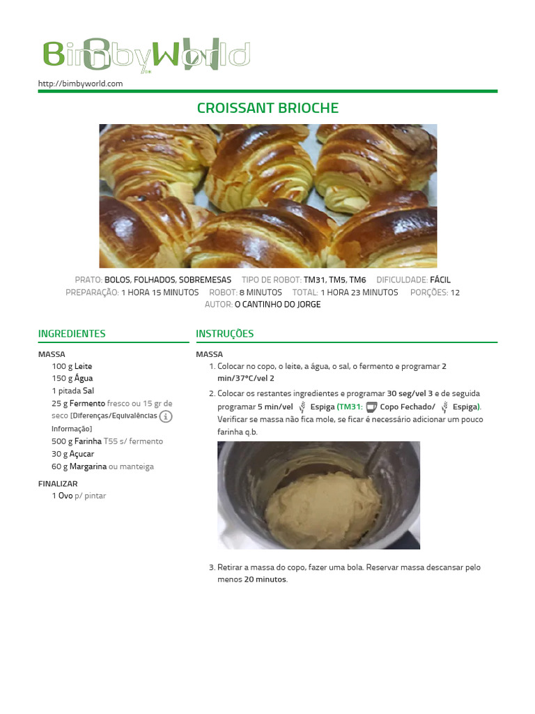 Croissant Brioche - BimbyWorld | PDF