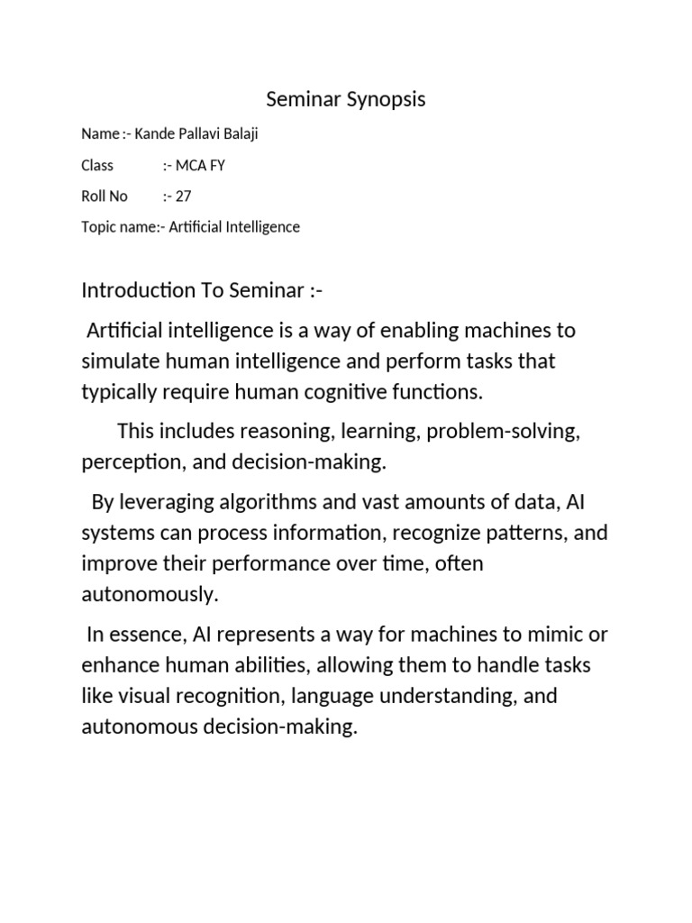 Seminar Synopsis | PDF