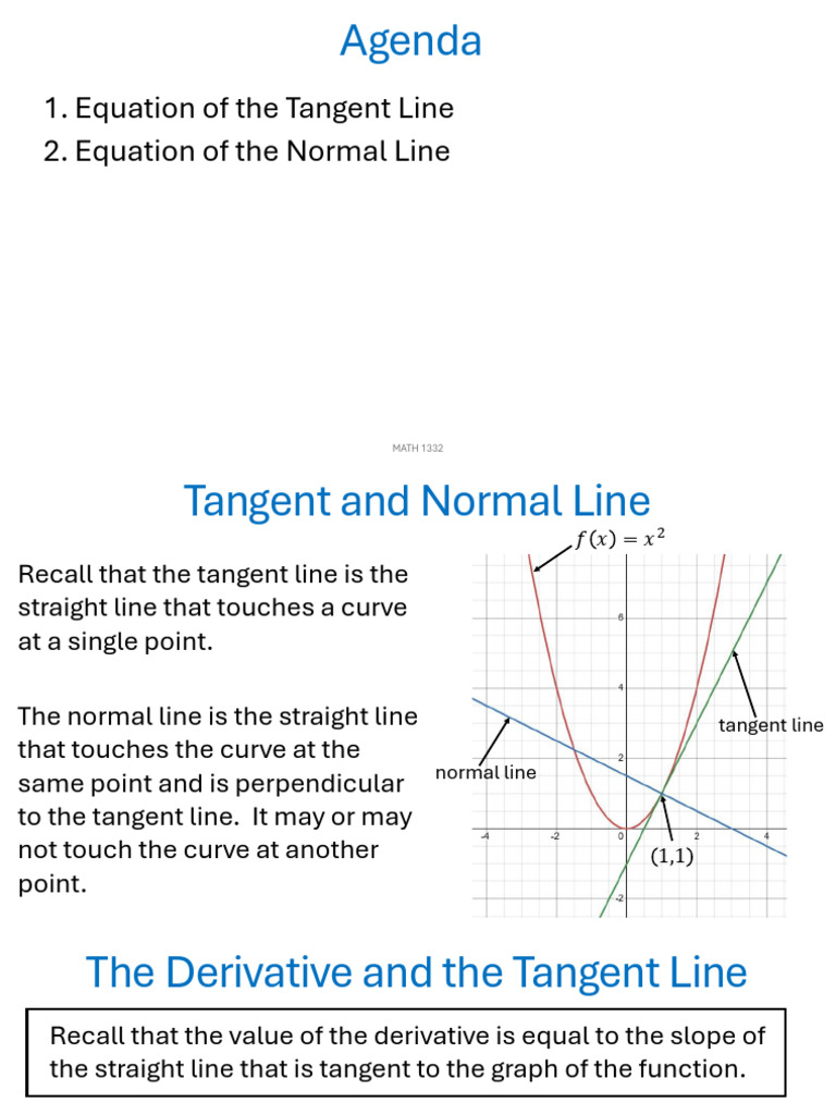 Tangent & Normal Lines Explained | PDF | Tangent | Line (Geometry)